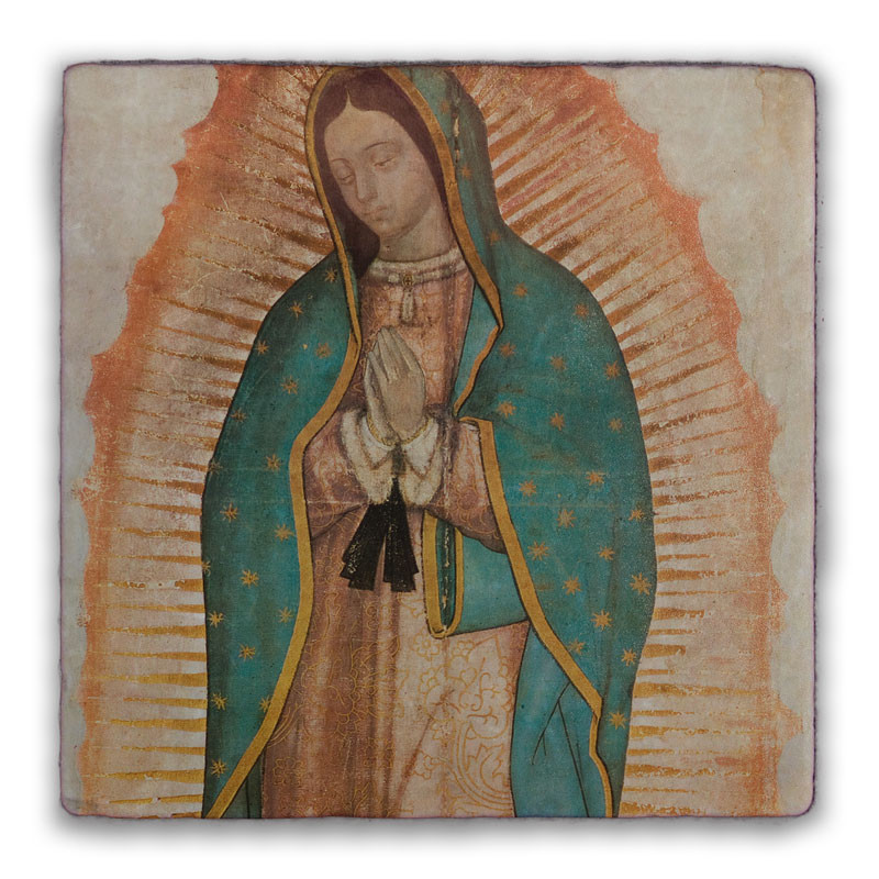 Our Lady of Guadalupe (Traditional) Square Tumbled Stone Tile