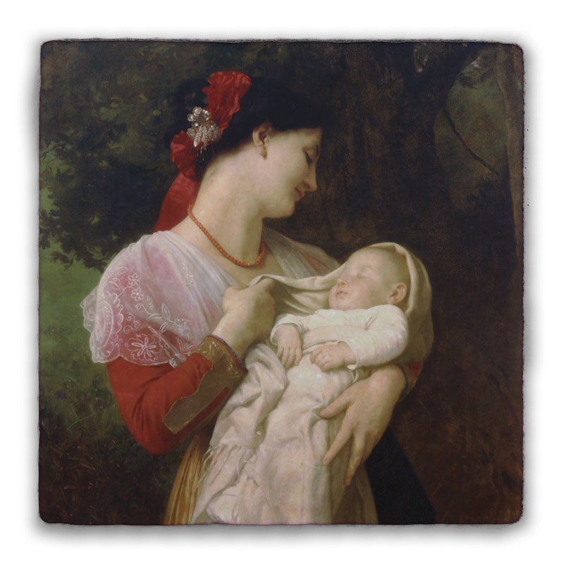 Maternal Admiration Square Tumbled Stone Tile