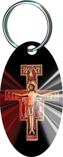 San Damiano Divine Mercy Oval Keychain - Catholic to the Max - Online ...