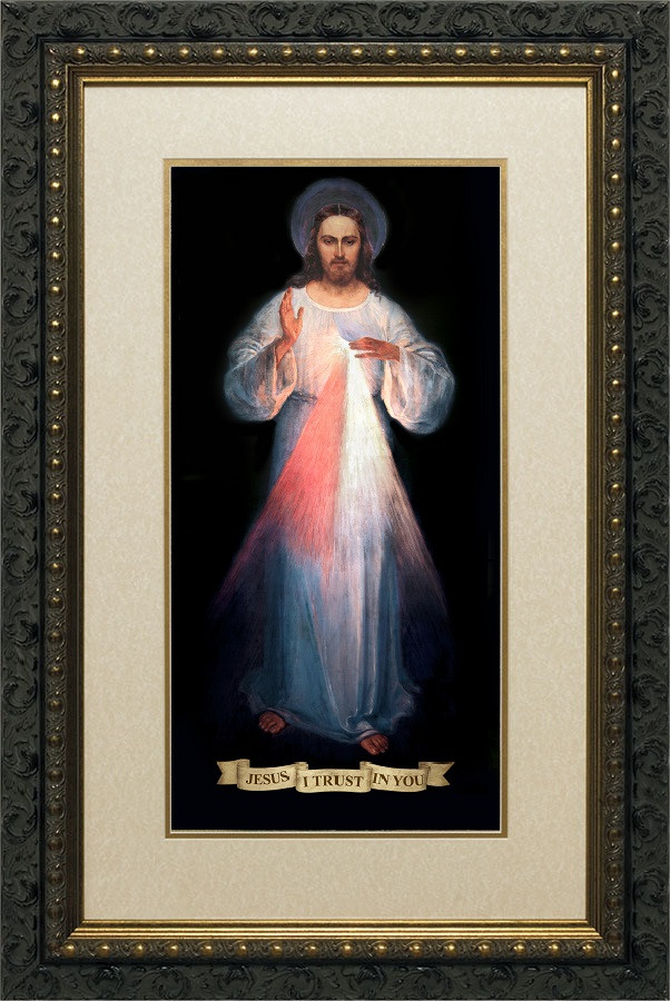 Divine Mercy Vilnius Original Matted - Ornate Dark Framed Art ...