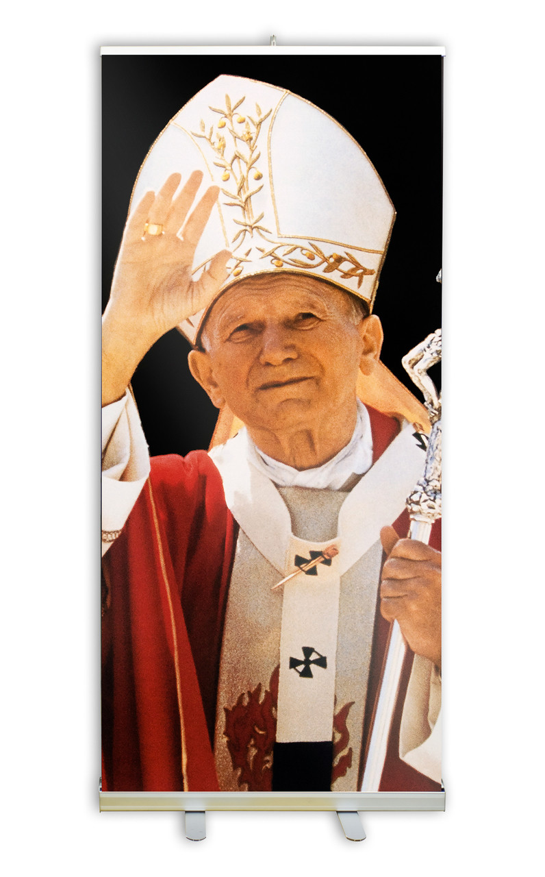 Pope St. John Paul II Waving Banner Stand - Catholic to the Max ...