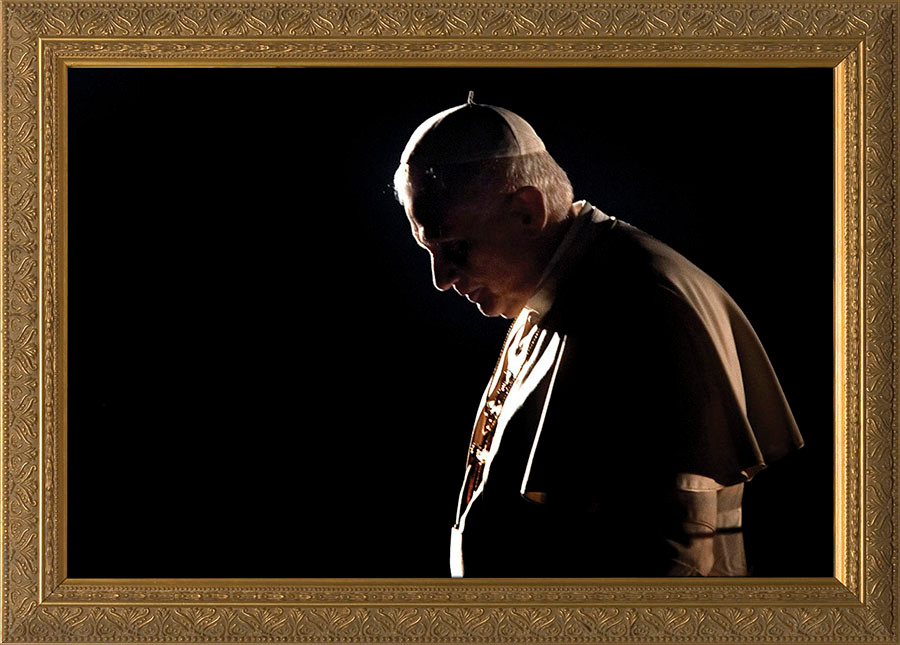 Pope Benedict in Prayer Matted - Black Framed Art - Catholic to the Max ...