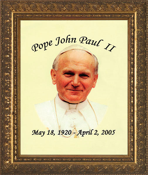 Pope John Paul II Smiling Tribute Framed Art - Catholic to the Max ...