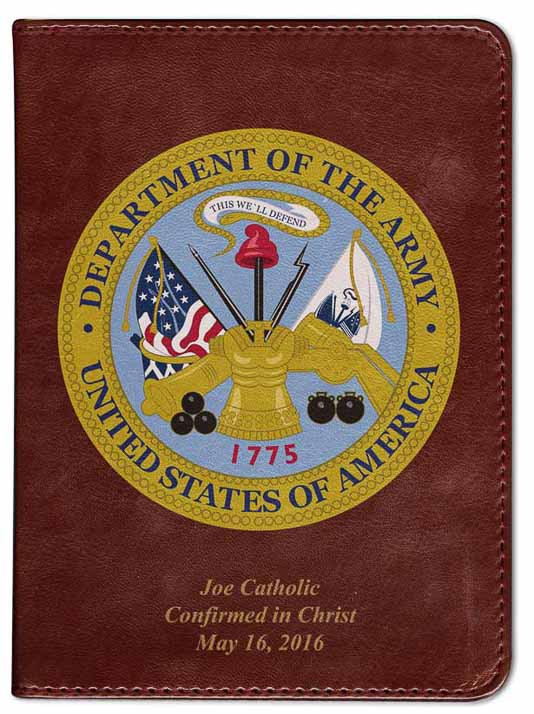 Personalized Catholic Bible with Army Cover - Burgundy RSVCE - Catholic ...