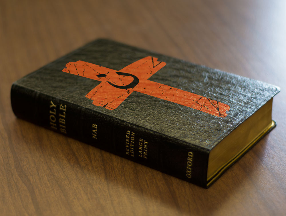 Personalized Catholic Bible with Orange Cross Cover - Black Genuine ...