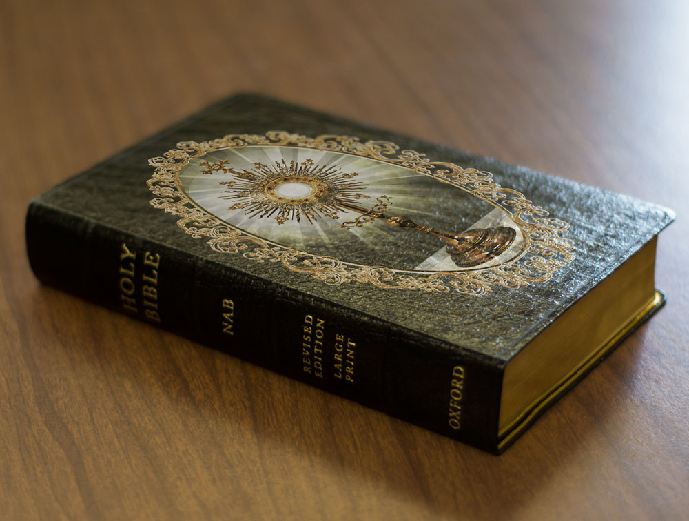 Personalized Catholic Bible with Monstrance Cover - Black Genuine ...