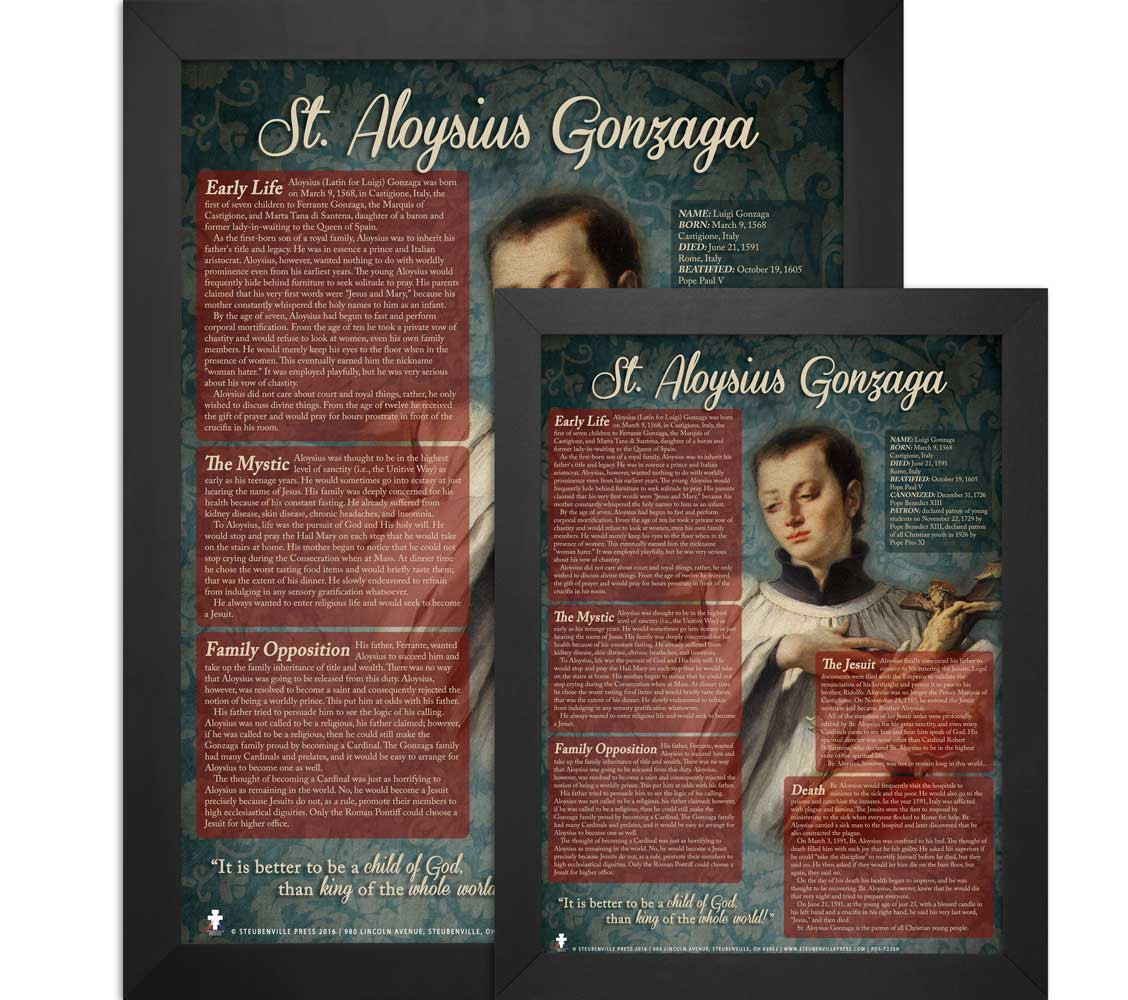 St. Aloysius Gonzaga Explained Poster - Catholic to the Max - Online ...