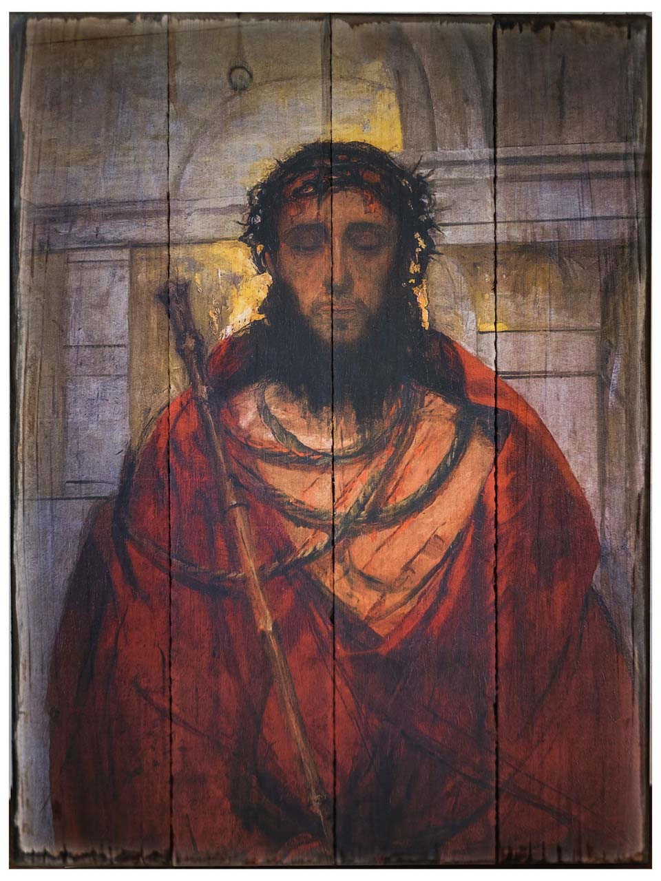 Ecce Homo by St. Albert Chmielowski Rustic Wood Plaque
