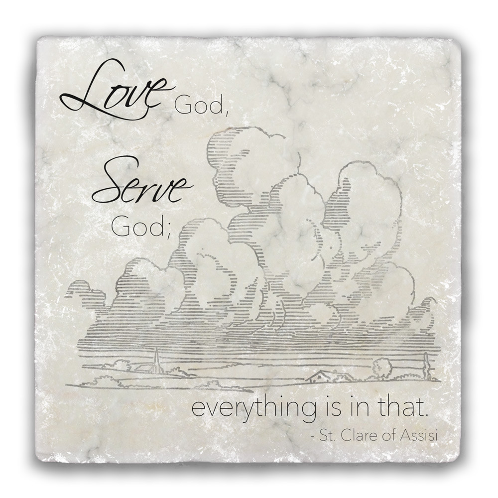 St. Clare Tumbled Stone Coaster Set (Pack of 4) - Catholic to the Max ...