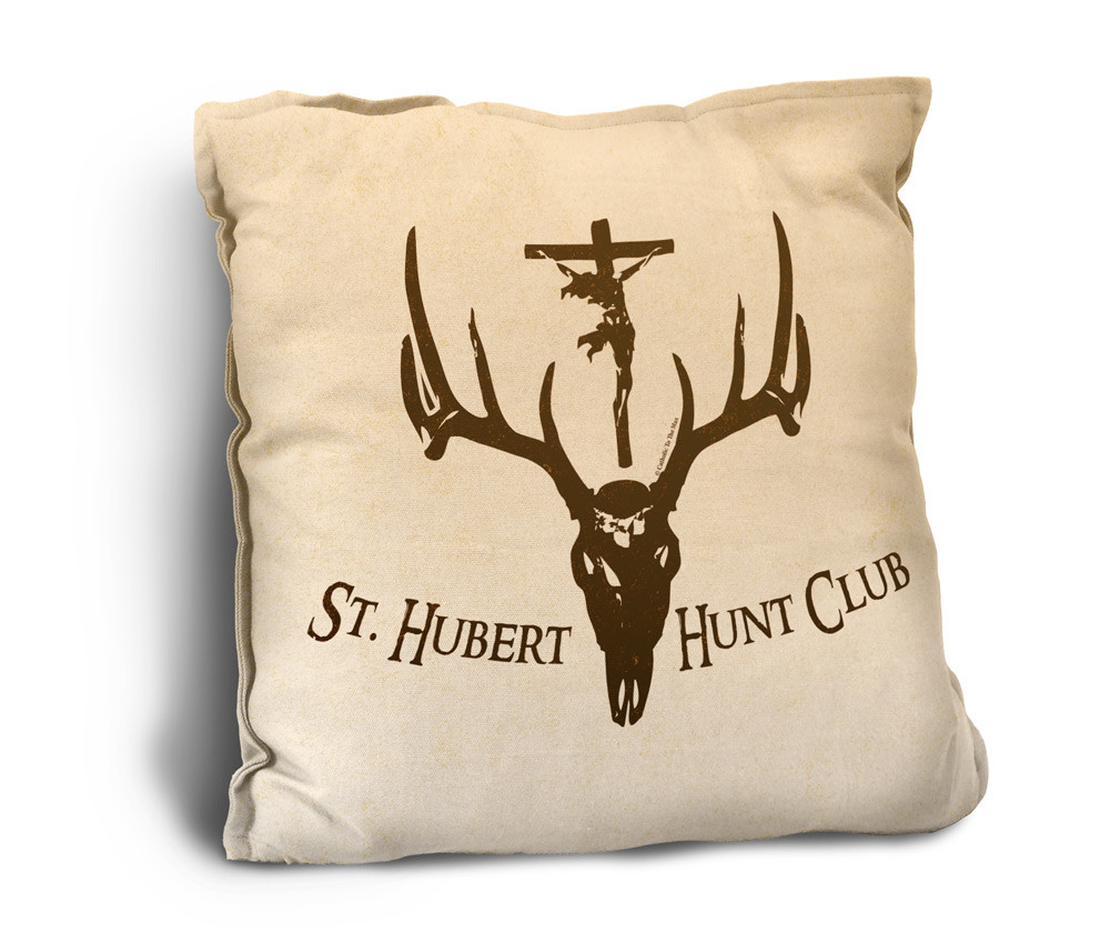 St. Hubert Hunt Club Symbol Rustic Pillow - Catholic to the Max ...