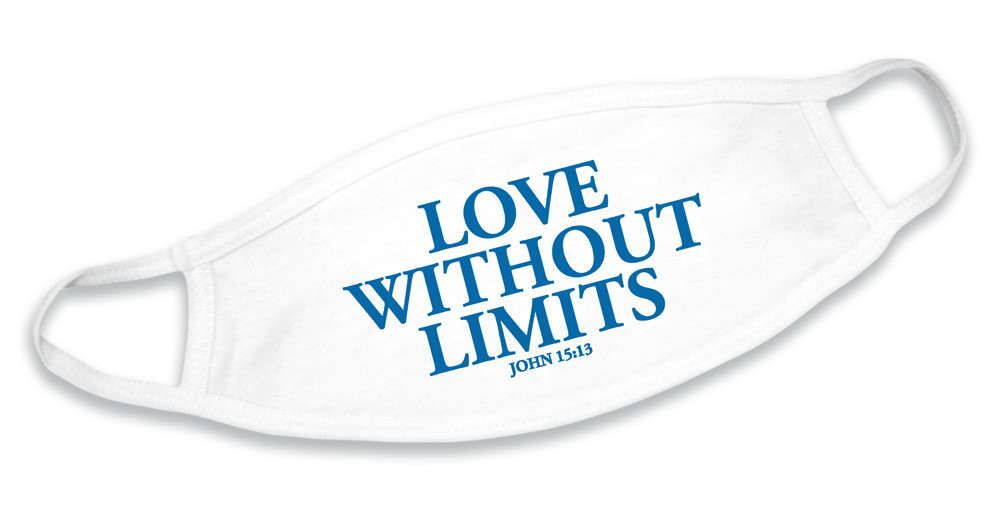 "Love Without Limits" White Cotton Face Mask - Catholic to the Max ...