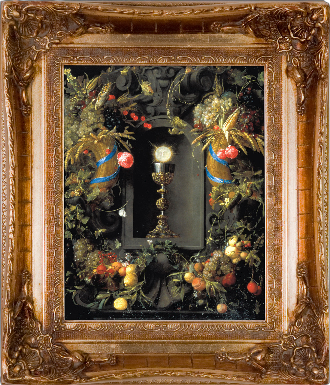 Eucharist Host and Chalice Framed Canvas - Catholic to the Max - Online ...