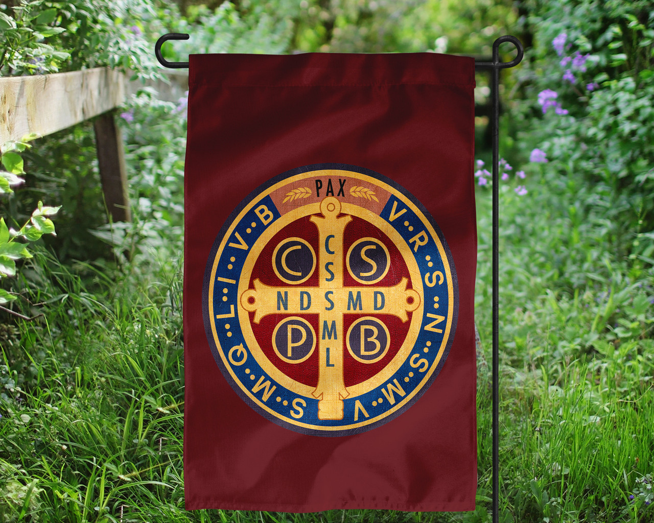 Benedictine Medal Outdoor Garden Flag - Catholic to the Max - Online ...
