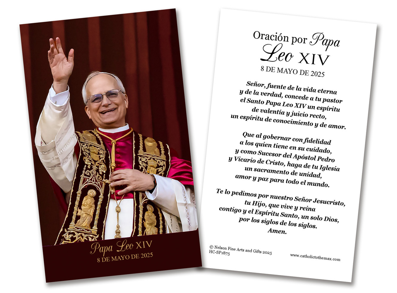 Spanish Pope Leo XIV Waving in Celebration Holy Cards - Catholic to the ...