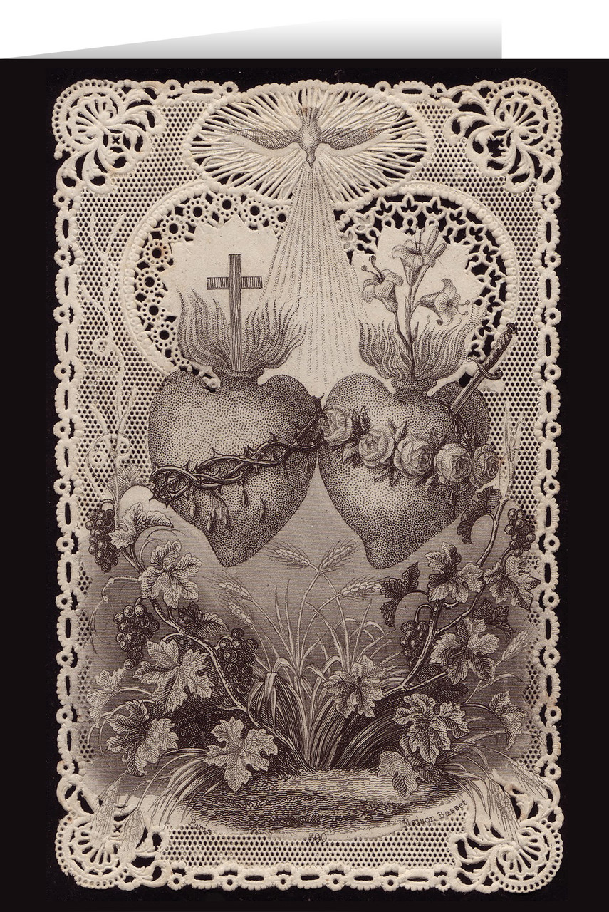 Sacred and Immaculate Hearts French Lithograph Greeting Cards ...