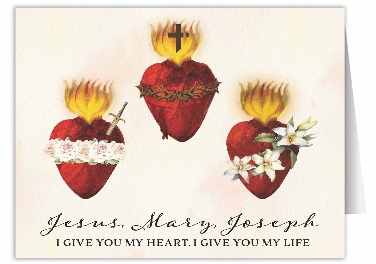 The Hearts of the Holy Family Horizontal Note Card - Catholic to the ...