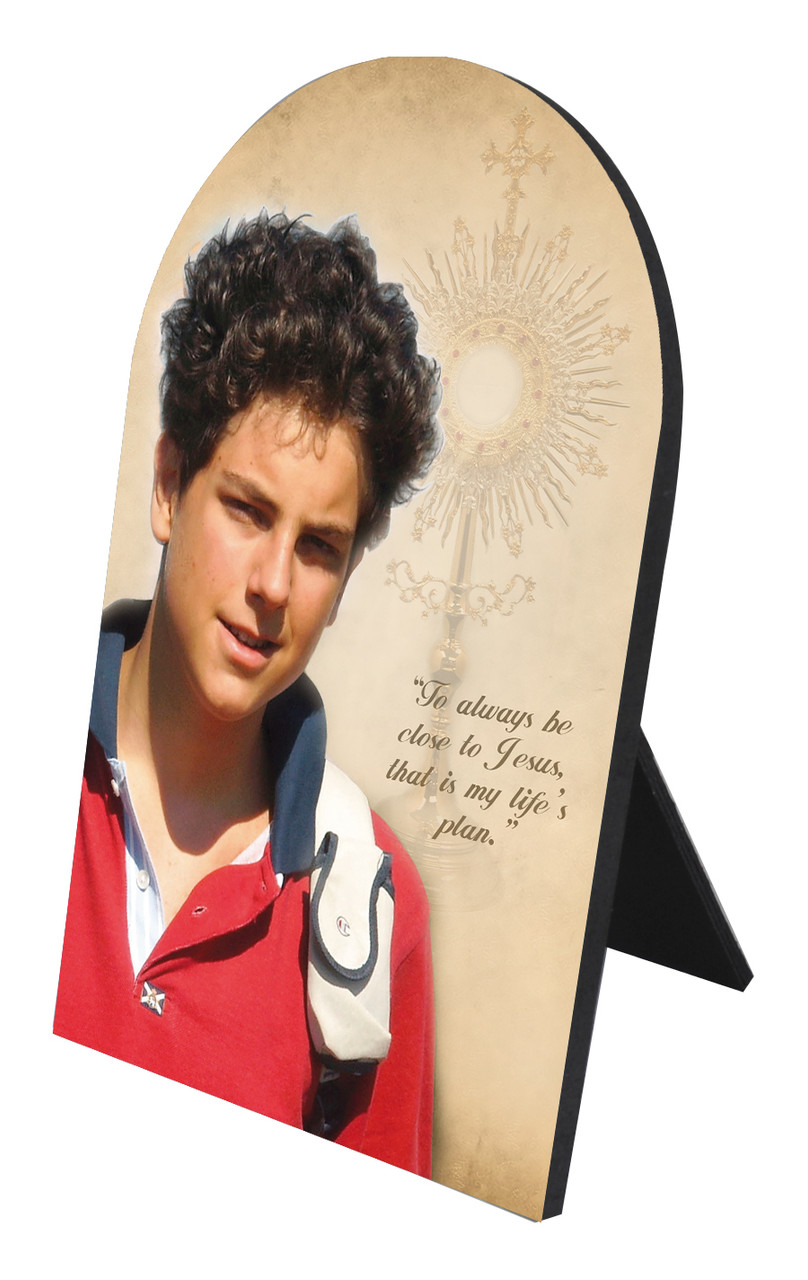 St. Carlo Arched Desk Plaque - Catholic to the Max - Online Catholic Store