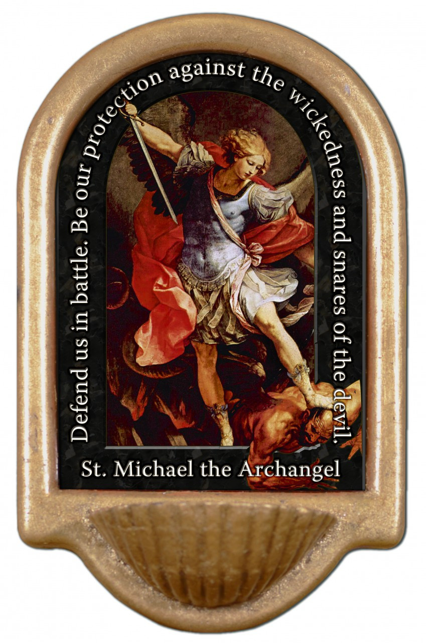 St. Michael the Archangel Prayer Holy Water Font - Catholic to the Max ...