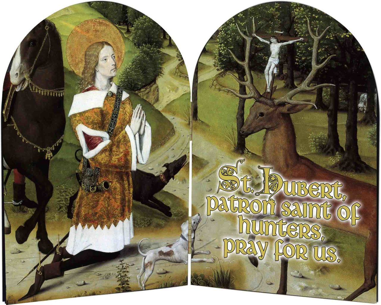St. Hubert Hunter's Prayer Arched Diptych
