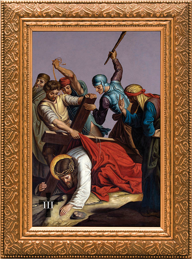 St. Peter's Stations of the Cross in Gold Frames (Set of 14) - Catholic ...