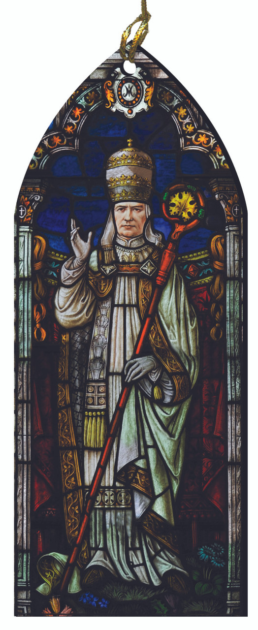 Pope St. Pius X Stained Glass Wood Ornament - Catholic to the Max ...