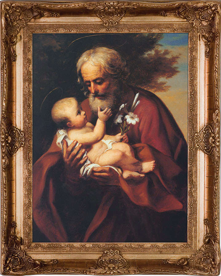 St. Joseph (Older) - Gold Museum Framed Canvas - Catholic to the Max ...