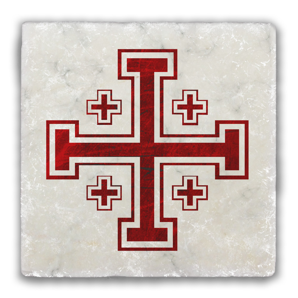Crusader Cross Tumbled Stone Coaster - Catholic to the Max - Online ...