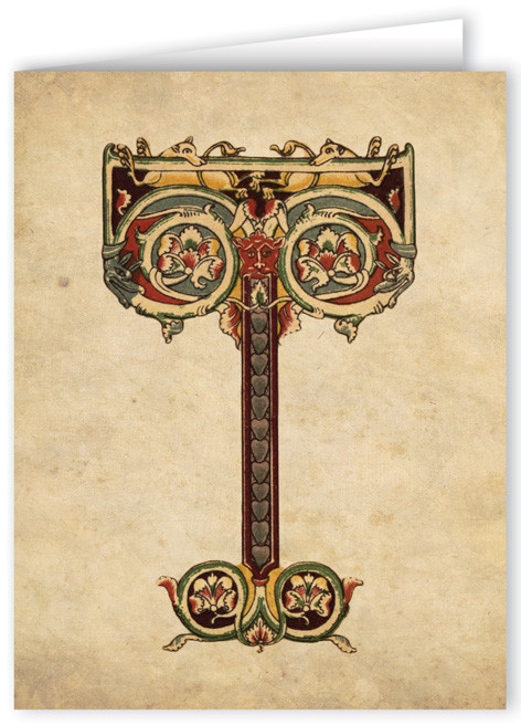 Letter T Illuminated Manuscript Note Card
