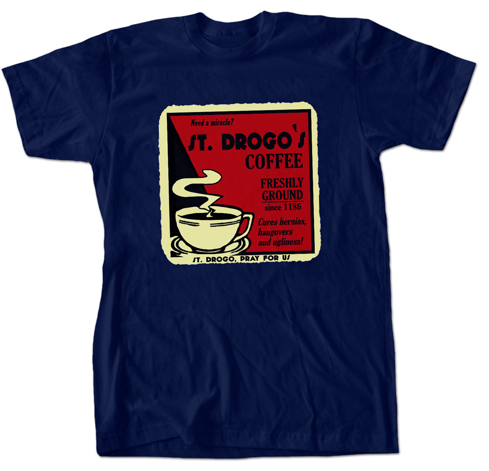 St. Drogo's Coffee T-Shirt - Catholic to the Max - Online Catholic Store