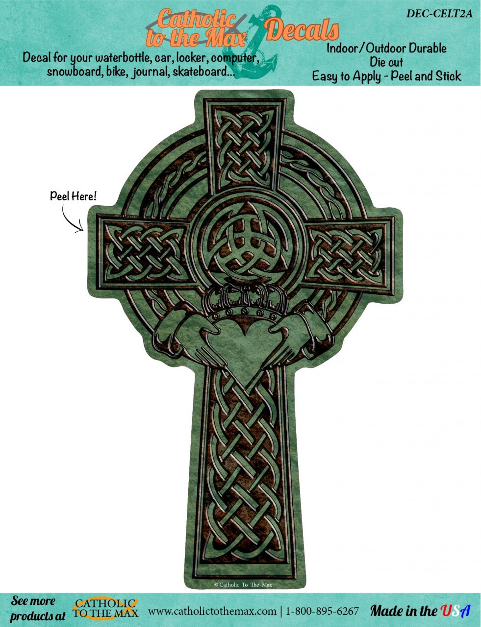 Celtic Claddagh Cross Decal - Catholic to the Max - Online Catholic Store