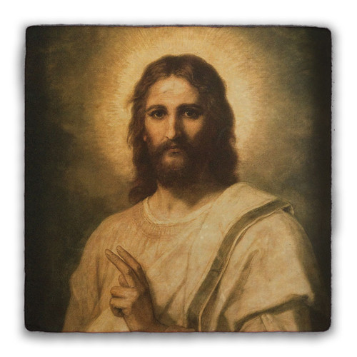 Figure of Christ Square Tumbled Stone Tile