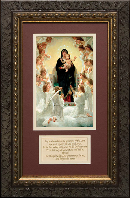 Queen of the Angels Matted with Prayer - Ornate Dark Framed Art ...
