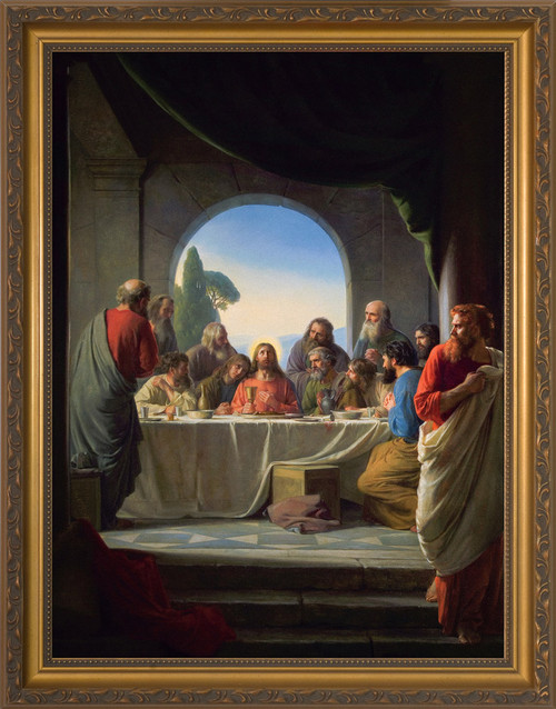 The Burial of Christ by Carl Bloch - Gold Framed Art