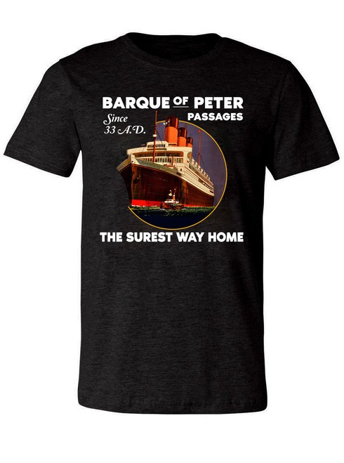 Barque Of Peter Heather Charcoal T-Shirt - Catholic to the Max - Online ...