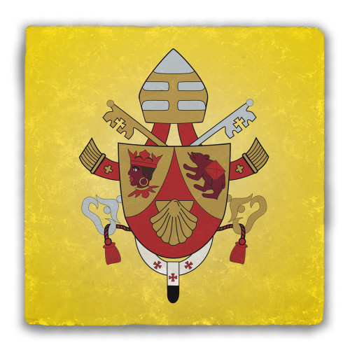 Pope Benedict XVI Coat of Arms Tumbled Stone Coaster - Catholic to the ...