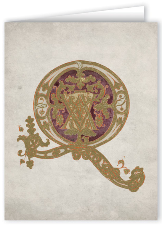 Letter Q Illuminated Manuscript Note Card