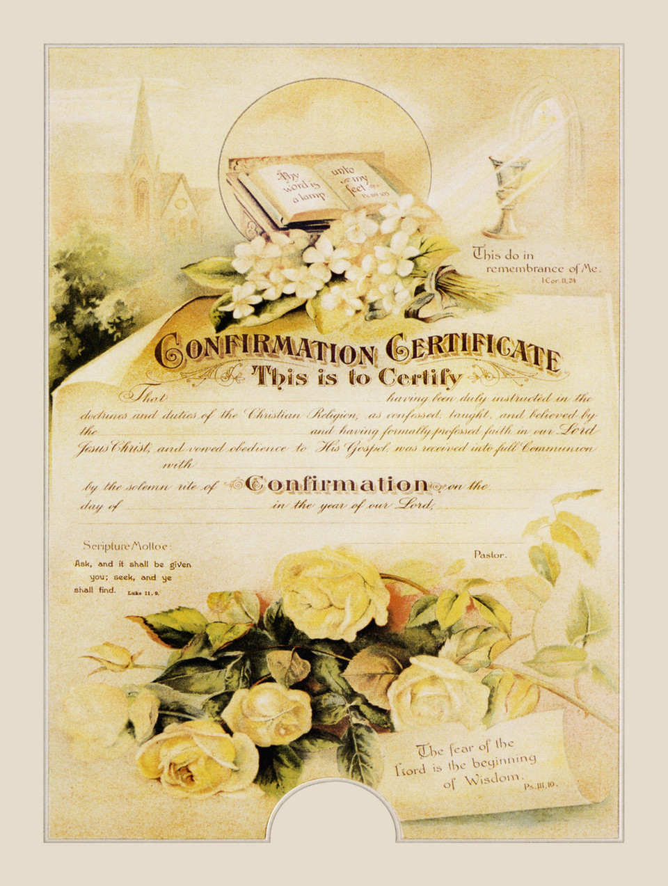 Traditional Confirmation Sacrament Certificate with Roses Unframed ...
