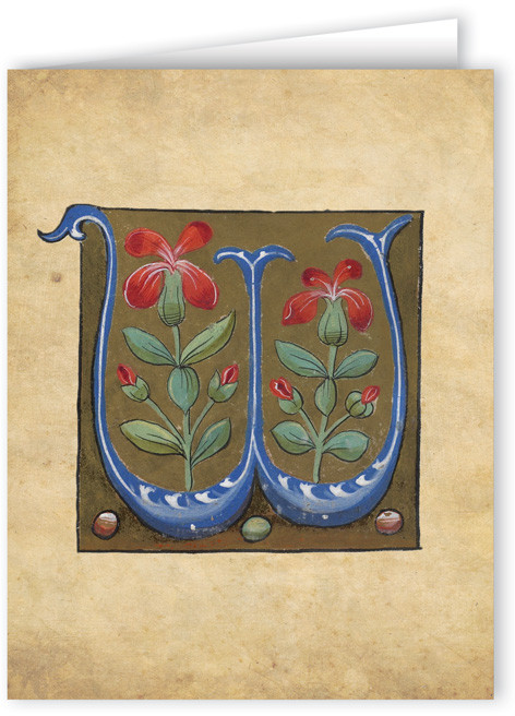 Letter W Illuminated Manuscript Note Card
