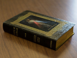 Personalized Catholic Bible with Divine Mercy Cover - Black Genuine ...