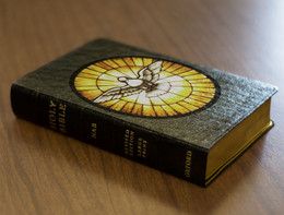 Personalized Catholic Bible with Stained Glass Dove Cover - Black ...