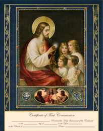 Traditional First Communion Certificate with Gold Accents Unframed