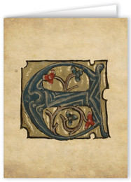 Letter E Illuminated Manuscript Note Card