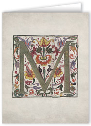Letter M Illuminated Manuscript Note Card