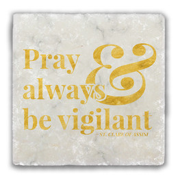 "Pray " Tumbled Stone Coaster - Catholic to the Max - Online Catholic Store