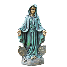 Miraculous Medal Virgin Mary Indoor Statue in Antique Bronze - Catholic ...
