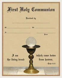 Modern First Communion Sacrament Certificate with Chalice Unframed ...