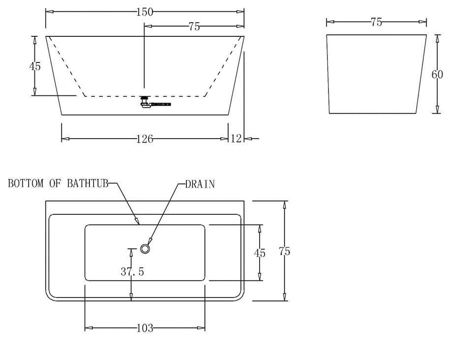 D-Bath - White Freestanding Bath 1500mm