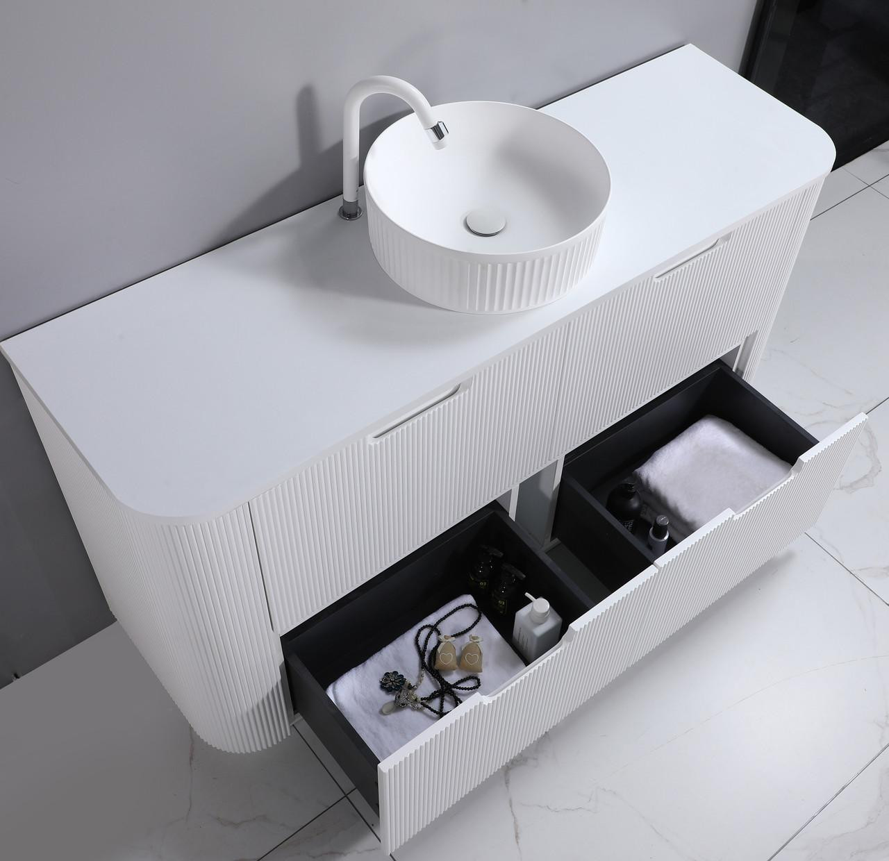 Buy Roma - Fluted Floor Mount Vanity with Single Bowl Top Options ...