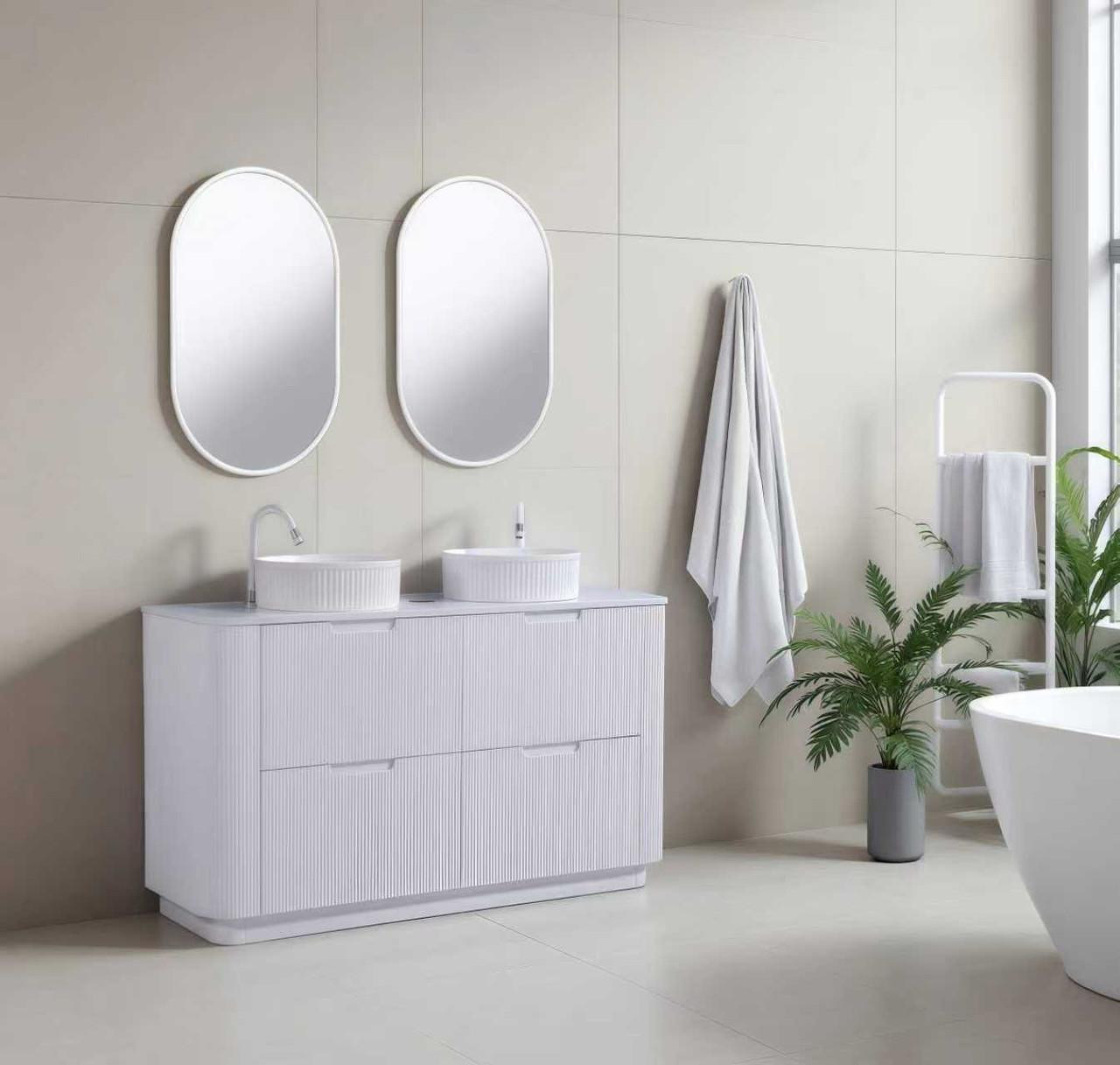 Buy Roma - Fluted Floor Mount Vanity with Double Bowl Top Options ...