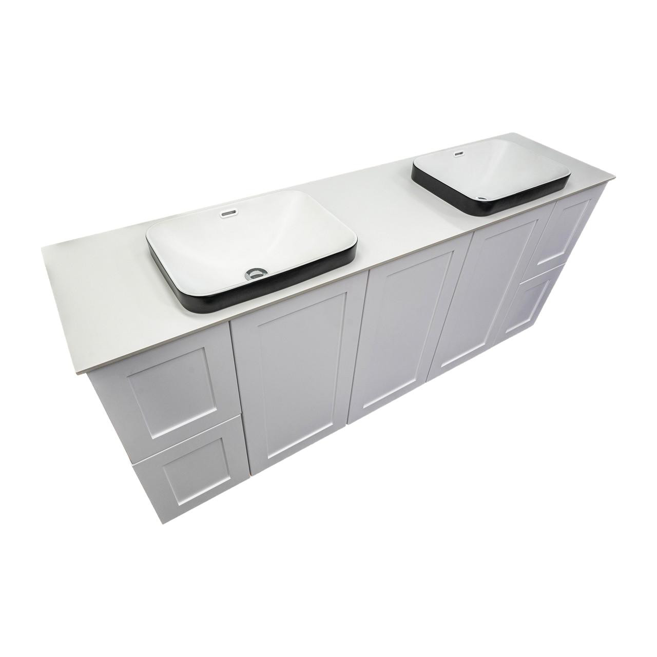 Buy Porcelain Double Bowl Vanity Top 1800mm - Includes Carla Basins